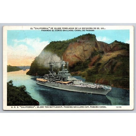 Other | Postcard Vintage Uss California 3230 Ton Battleship Passing ...